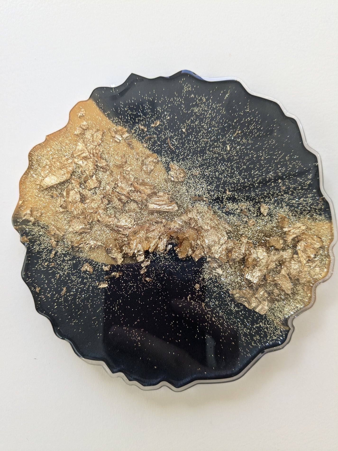4 Piece Set - Black & Gold Resin Coaster | Handmade | Christmas Gift ...