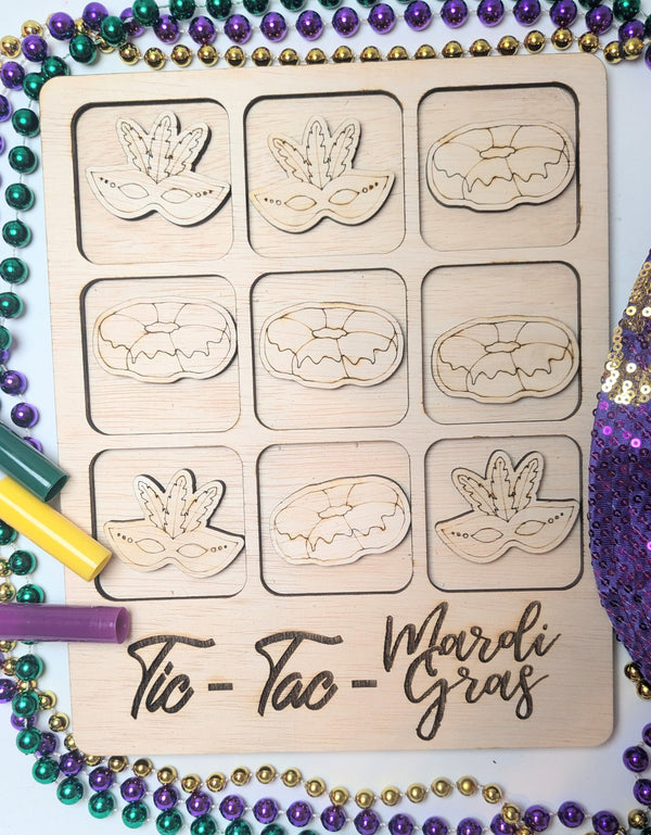 Mardi Gras Tic Tac Toe Board | Paint Your Own – The Twisted Hippo