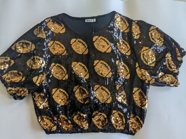 Black & Gold Sequin Football Outfit for Game Day – Saints Inspired Set ...